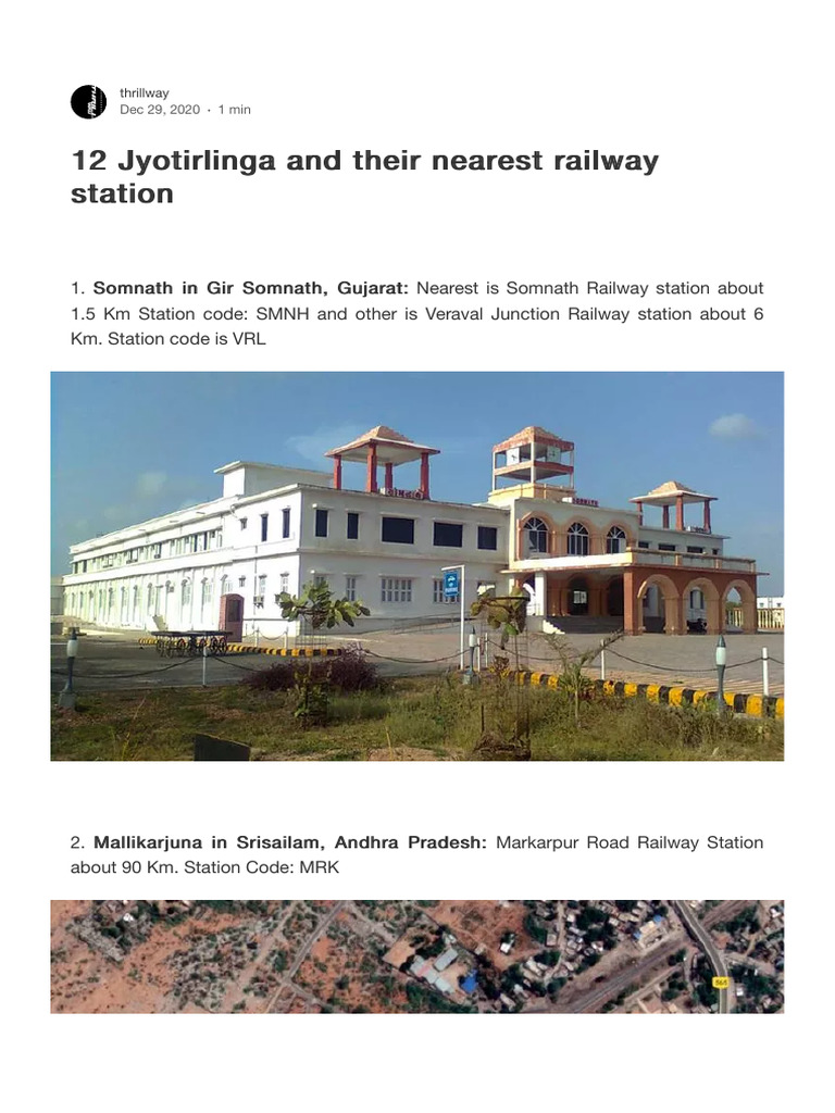 12 Jyotirlinga and Their Nearest Railway Station | PDF