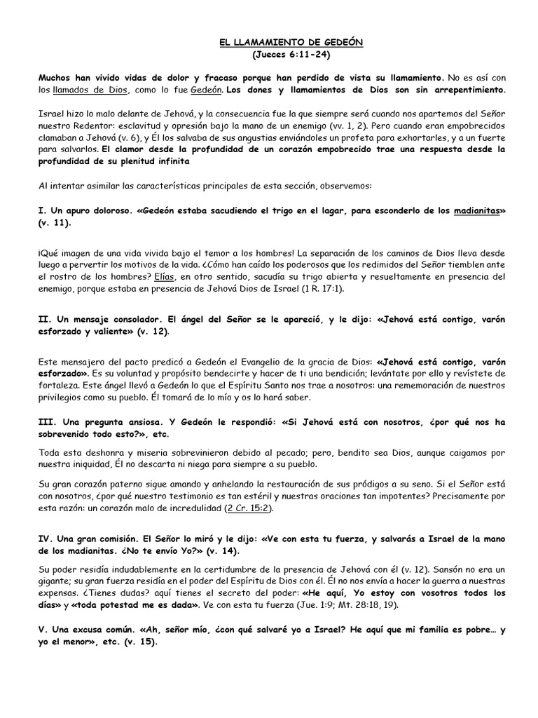El Llamamiento de Gedeón | PDF