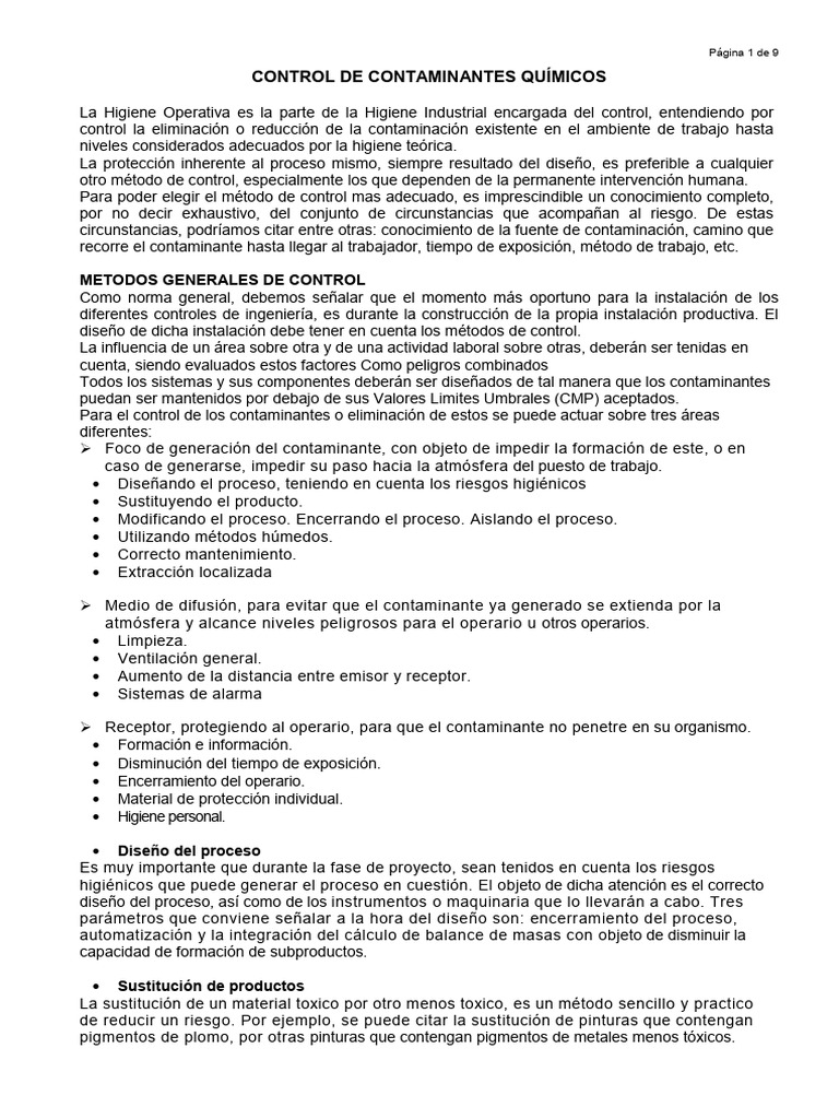 Control de Contaminantes Quimicos | PDF
