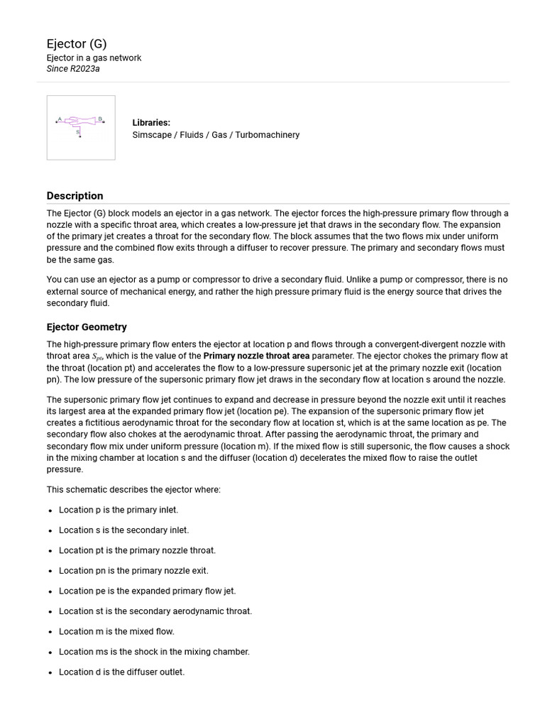 Ejector in A Gas Network - MATLAB | PDF