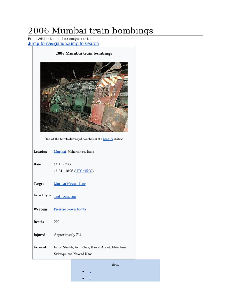 2006 Mumbai Train Bombings | PDF
