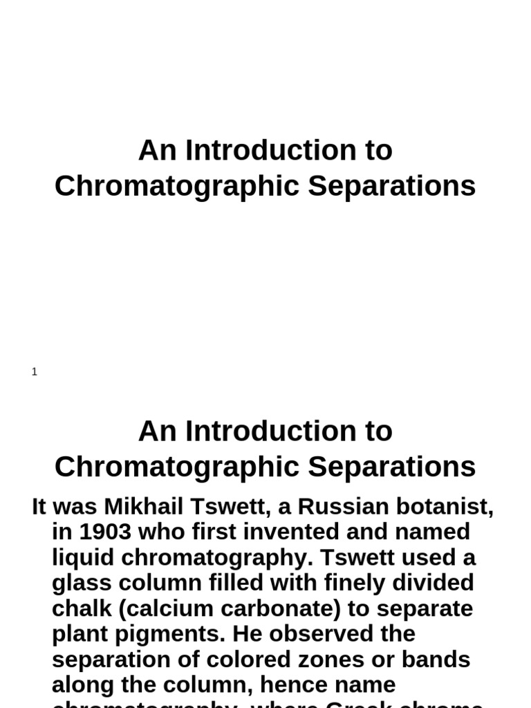 An Introduction To Chromatographic Separations Pdf
