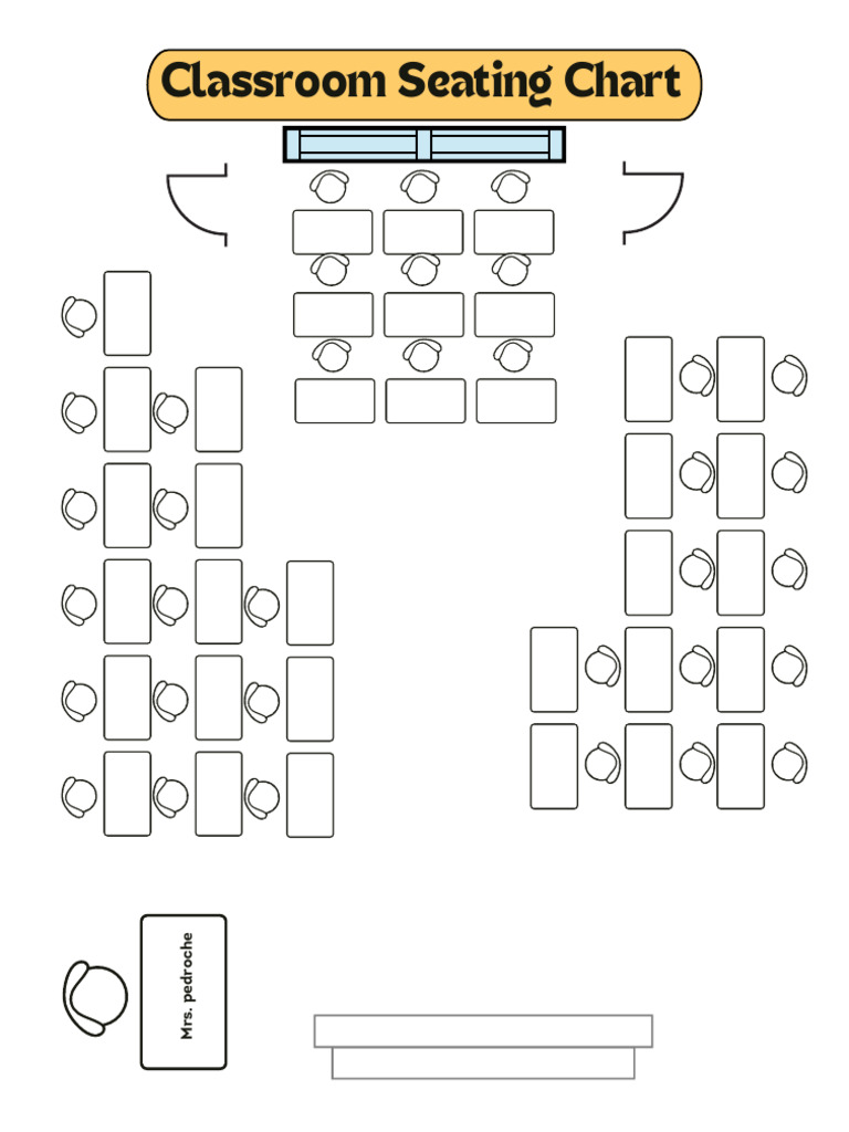 Classroom Seating Chart in Cream and Yellow Retro Style | PDF