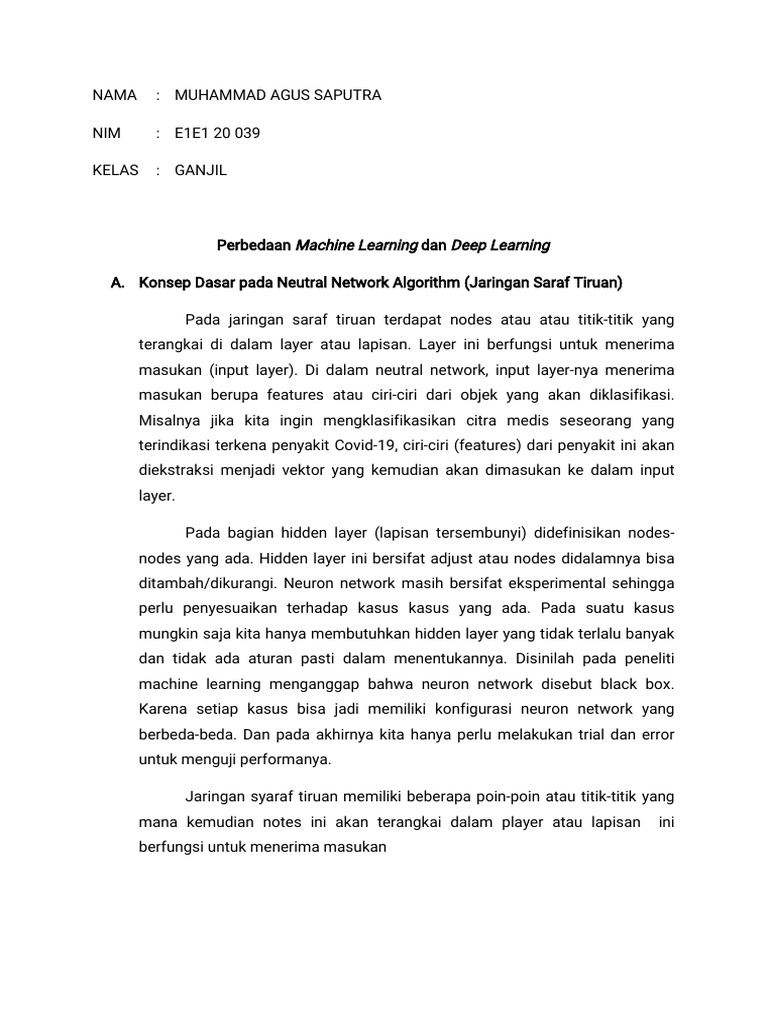 Perbedaan Deep Learning Dan Machine Learning | PDF