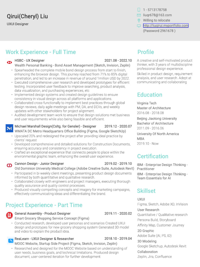 Qirui (Cheryl) Liu Resume Product Designer | PDF