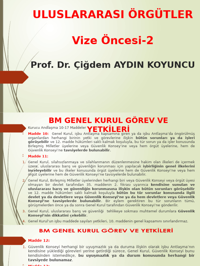 Uluslararası Örgütler-2023-Vize Öncesi | PDF