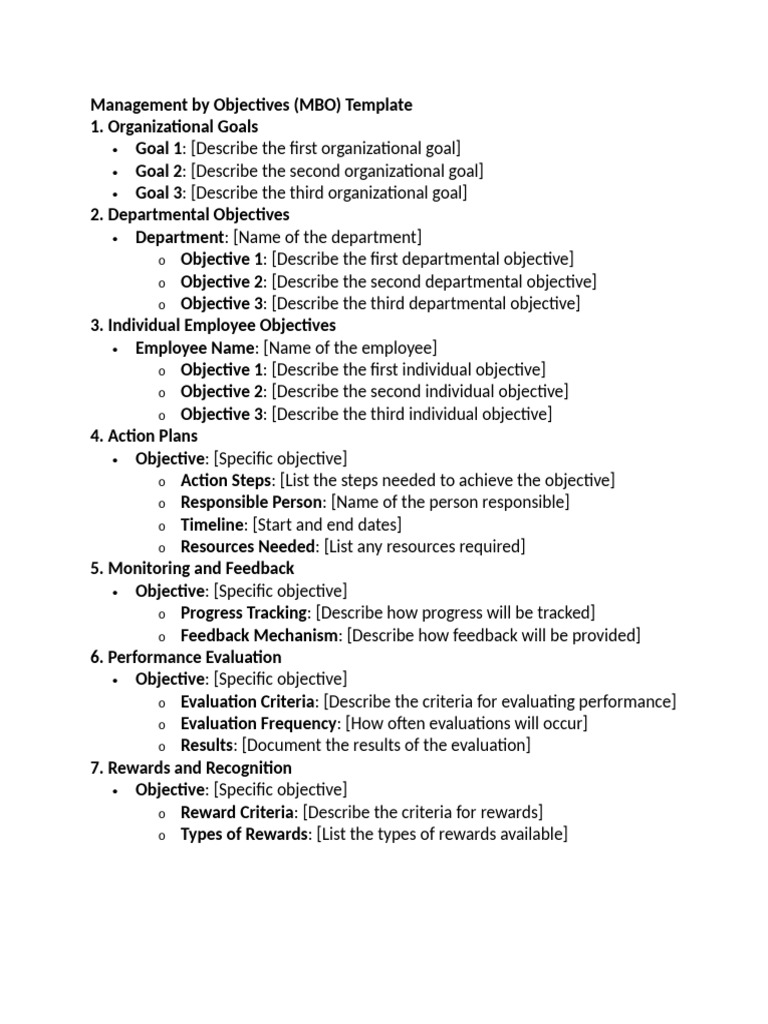 Management by Objectives (MBO) Template | PDF