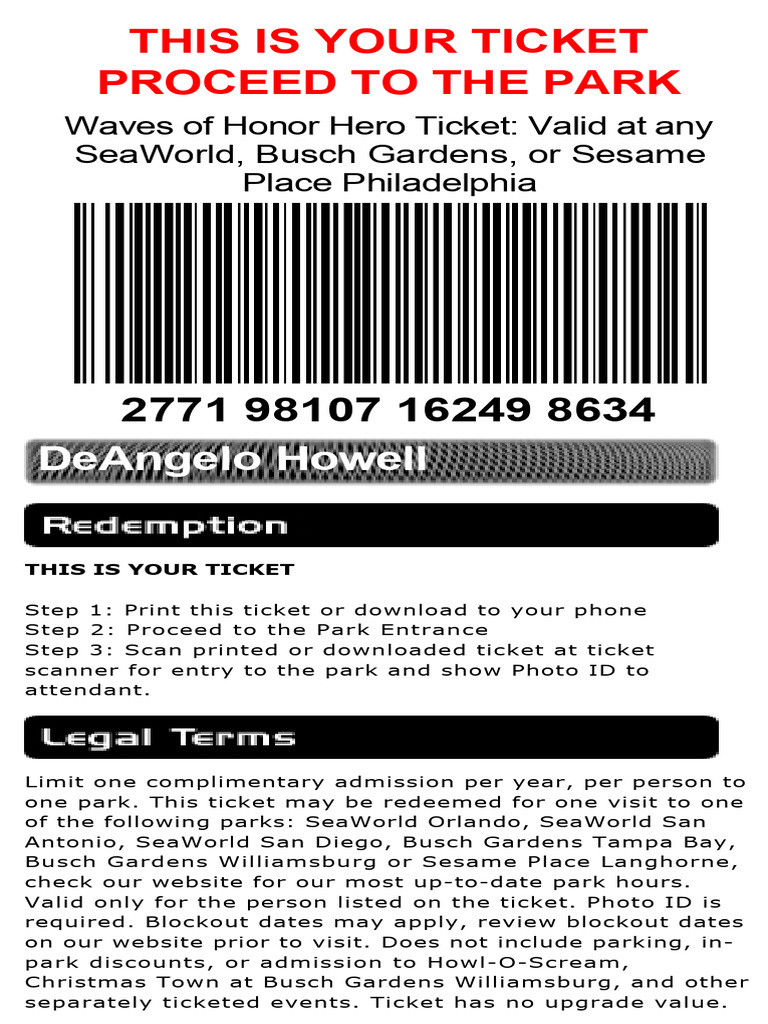 Busch Gardens Ticket | PDF