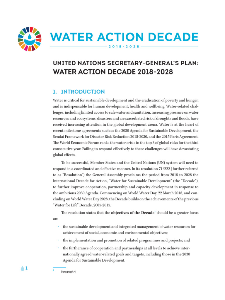 UN SG Action Plan Water Action Decade Web | PDF