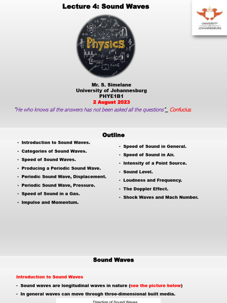 PHYE1B1-Lecture - 4 - Sound Waves | PDF