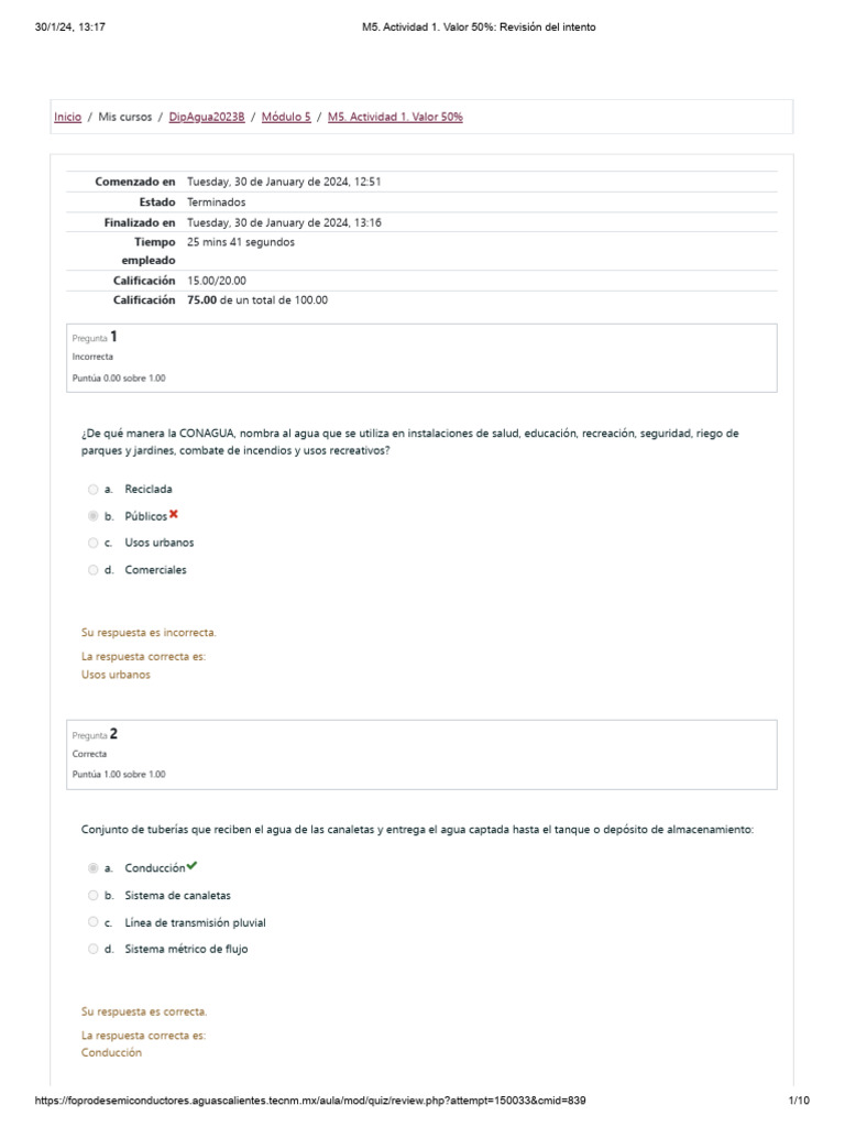 M5. Actividad 1. Valor 50% - Revisión Del Intento | PDF