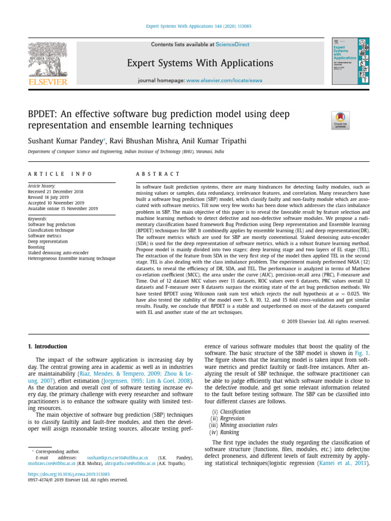 An Effective Software Bug Prediction Model Using Deep Representation And Ensemble Learning