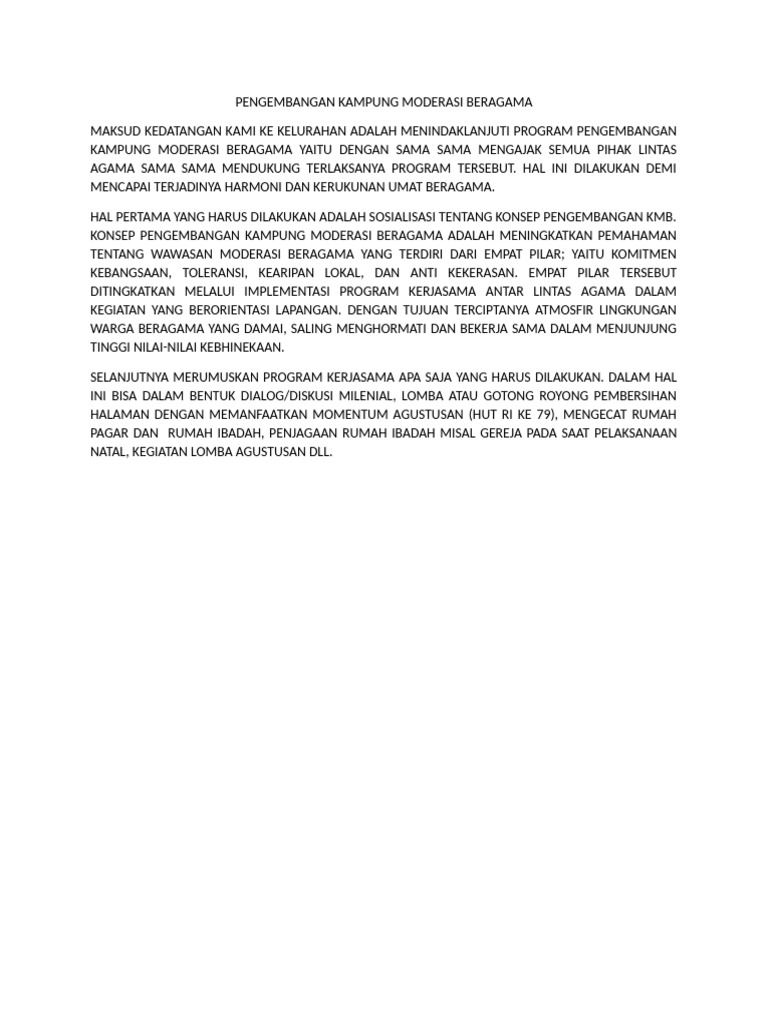 Pengembangan Kampung Moderasi Beragama Pdf