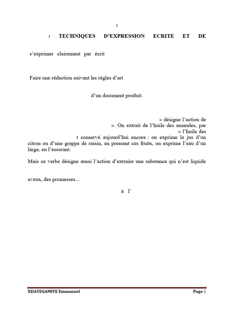 Techniques D'expression Ecrite Et de Communication | PDF