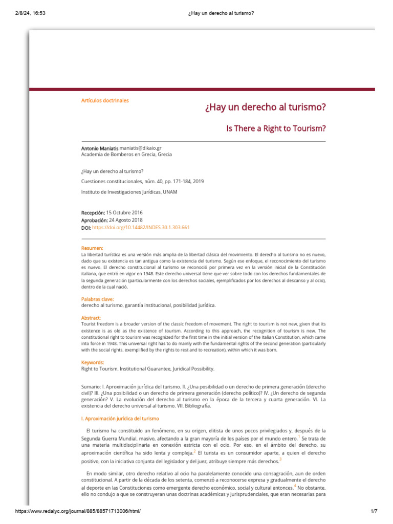 Hay Un Derecho Al Turismo Pdf