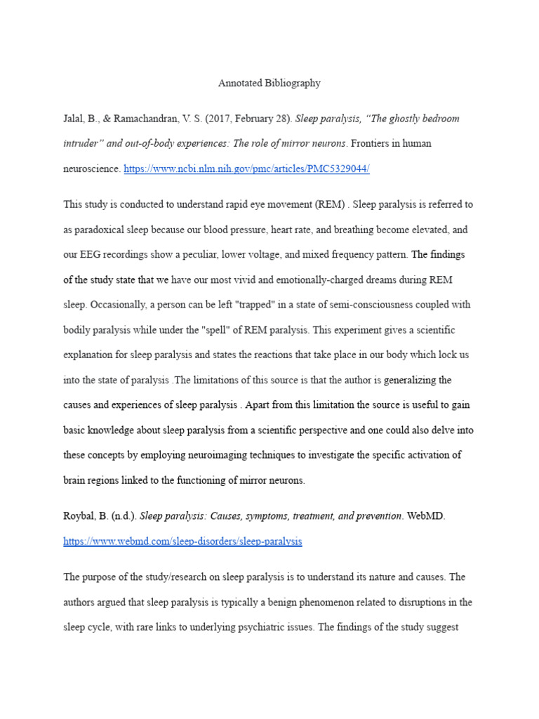 _Annotated bibliography final draft copy | PDF