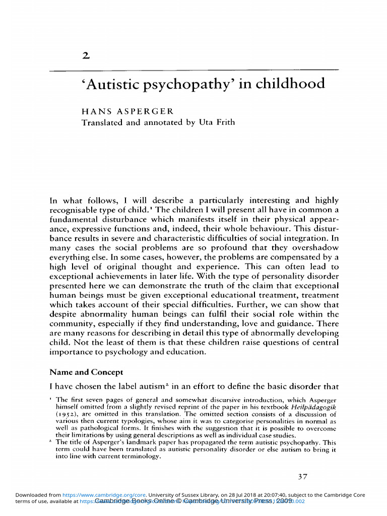 Asperger H. - Autistic-Psychopathy-in-Childhood (1944) | PDF | Asperger ...