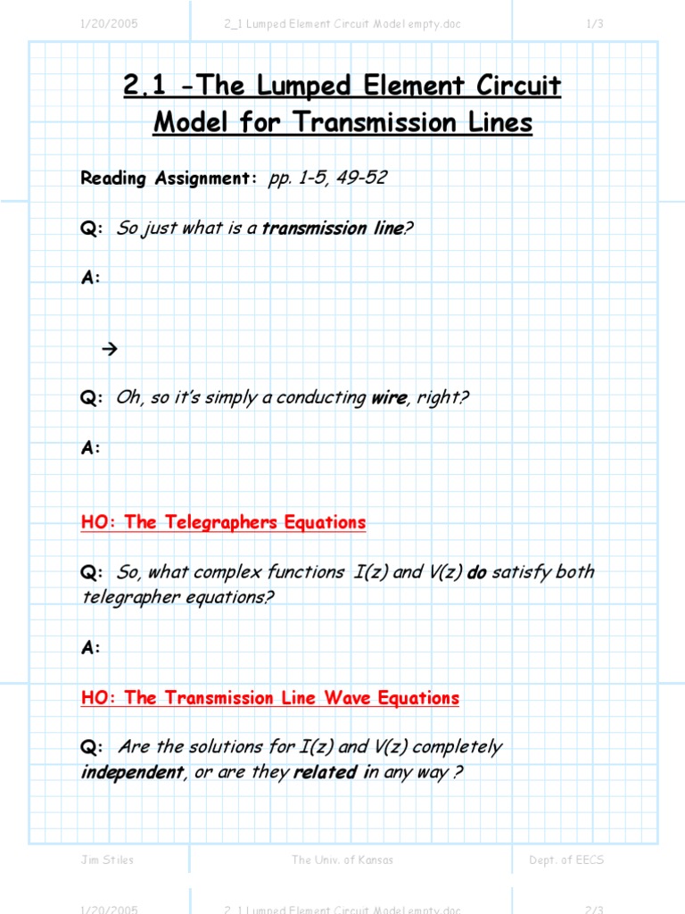 2 1 Lumped Element Circuit Model Package | PDF | Transmission Line ...