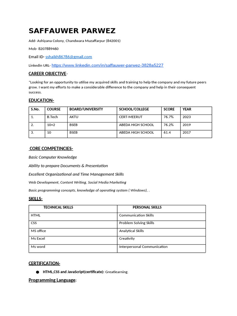 Saif Resume | PDF | Career & Growth | Business