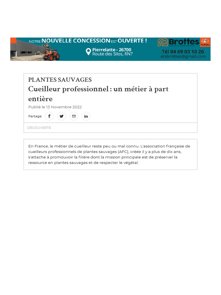 Cueilleur Professionnel - Un Métier À Part Entière - L'Agriculture Drômoise | PDF