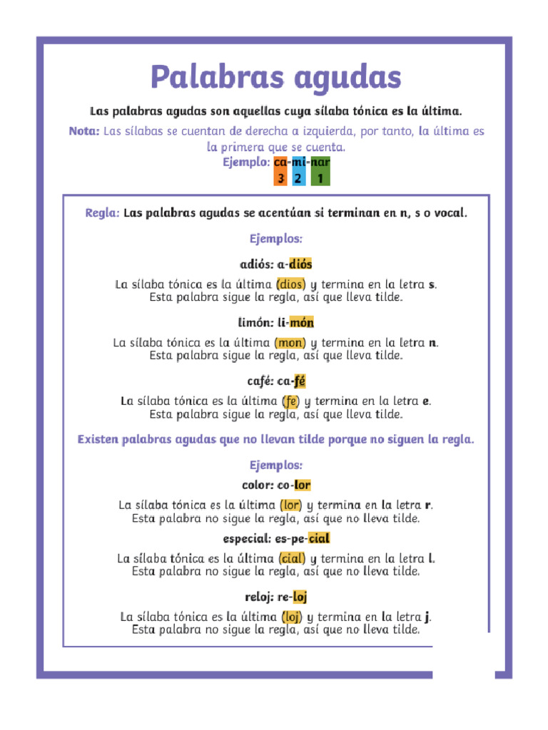 Palabras Agudas | PDF
