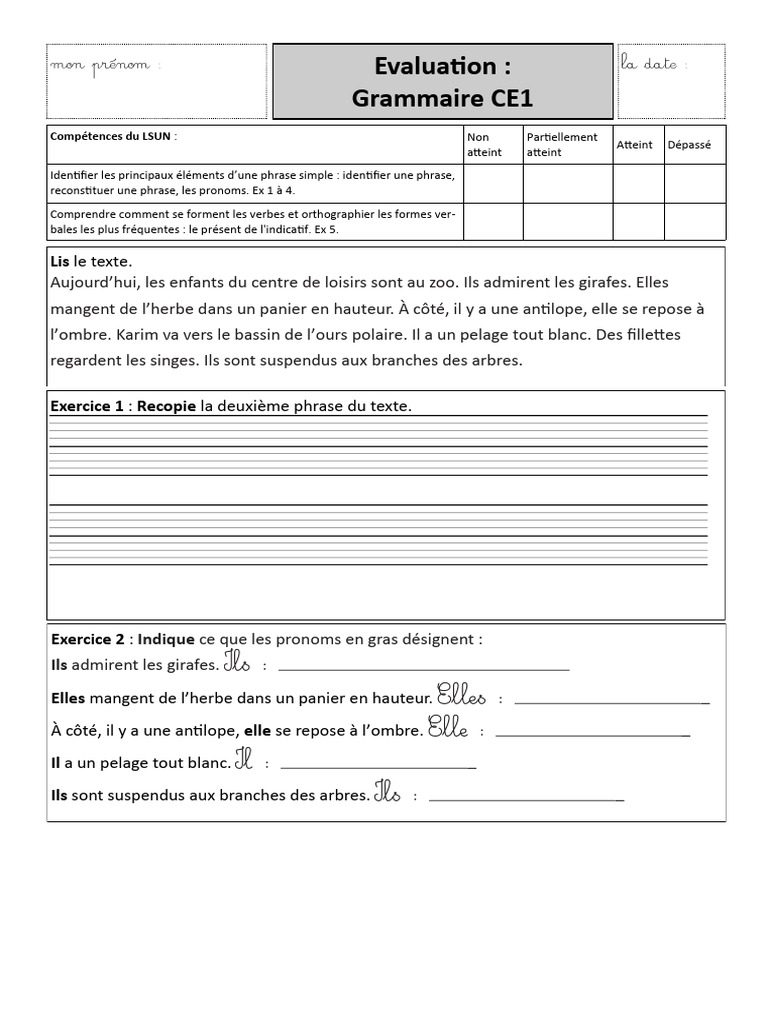 Éval Ce1 1 | PDF