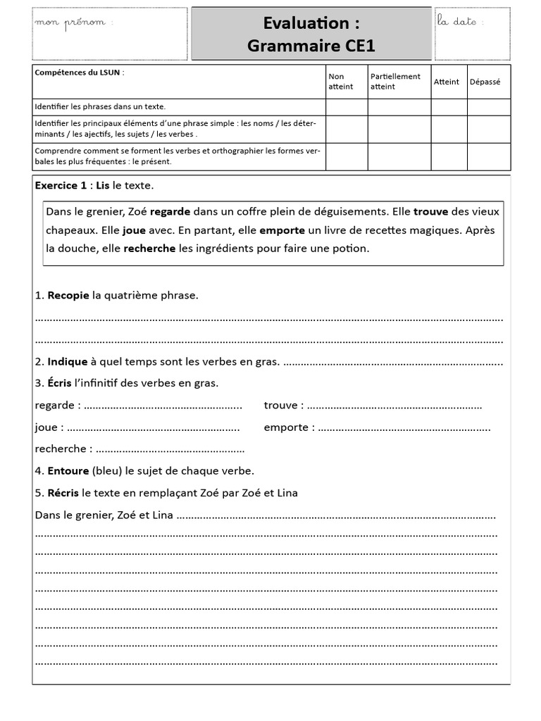 Éval Ce1 7 | PDF