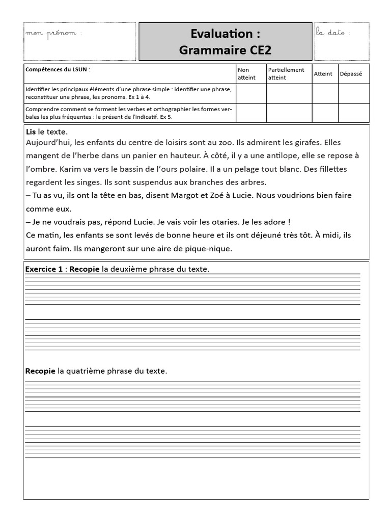 Éval Ce2 1 | PDF