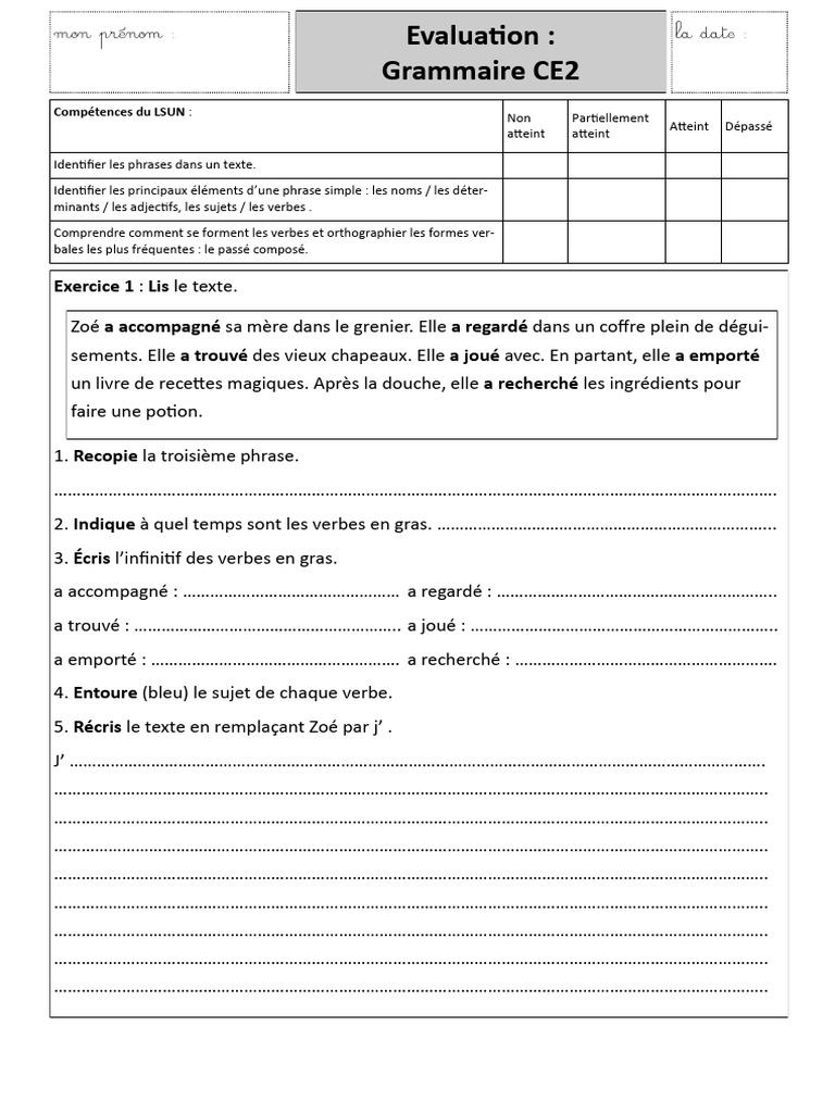 Éval Ce2 7 | PDF