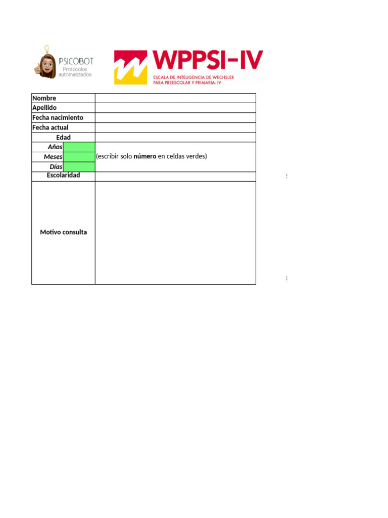 WPPSI IV - Software de Correccion | PDF