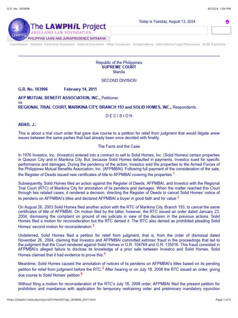 AFP Mutual Benefit V RTC | PDF