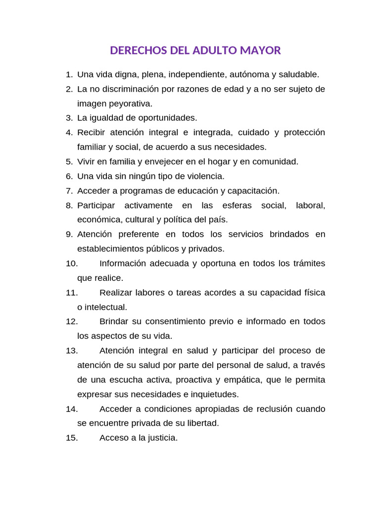 Derechos Del Adulto Mayor | PDF