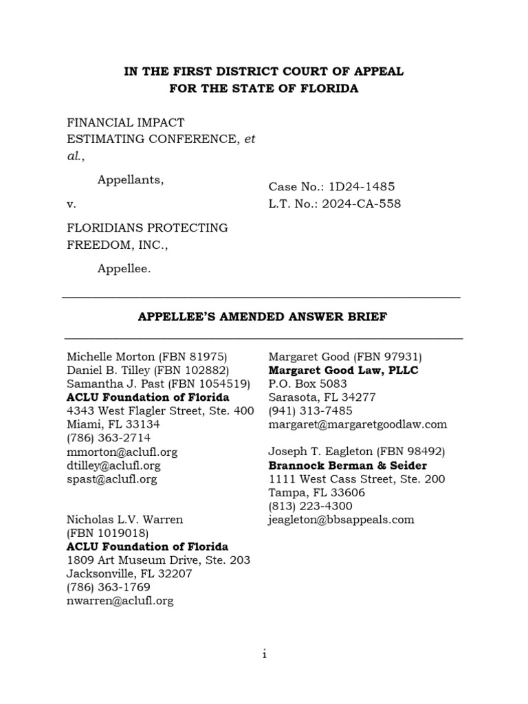 24-06-25 Appellee's Amended Answer Brief | PDF