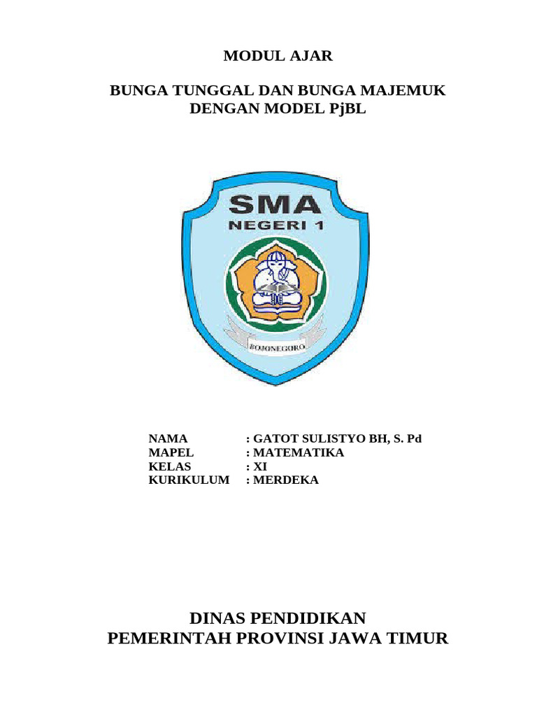 Modul Ajar Bunga Tunggal Dan Bunga Majemuk Dengan Model PJBL | PDF