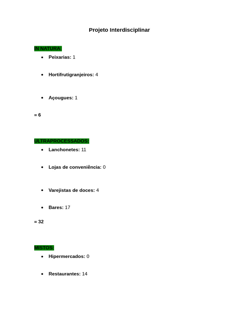Projeto Interdisciplinar | PDF