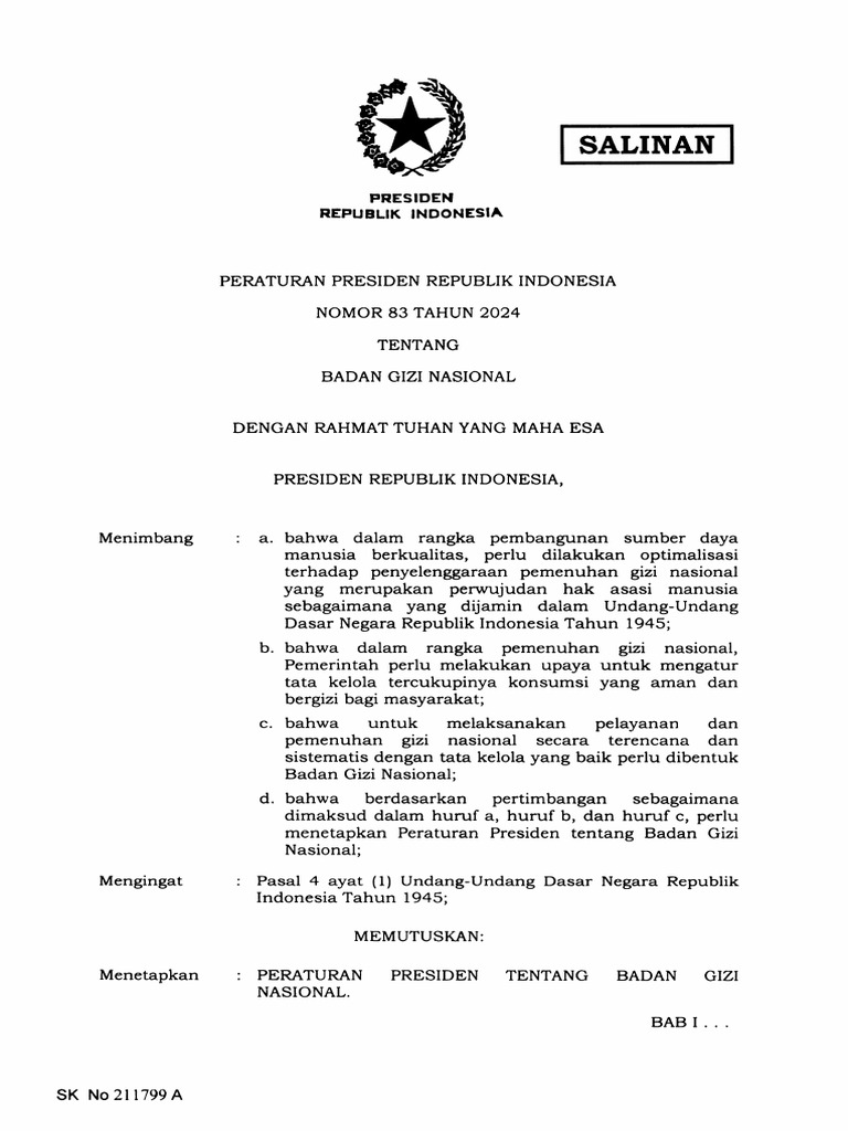 Salinan Perpres Nomor 83 Tahun 2024 | PDF