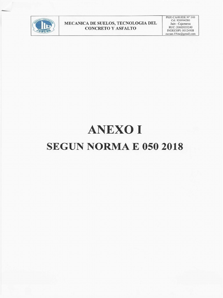 Estudio Mecánica de Suelos Esadt Anexos | PDF