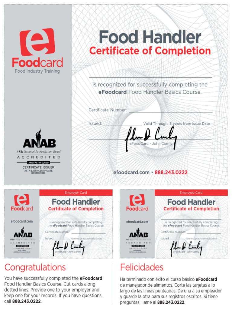 Food Handlers Card | PDF