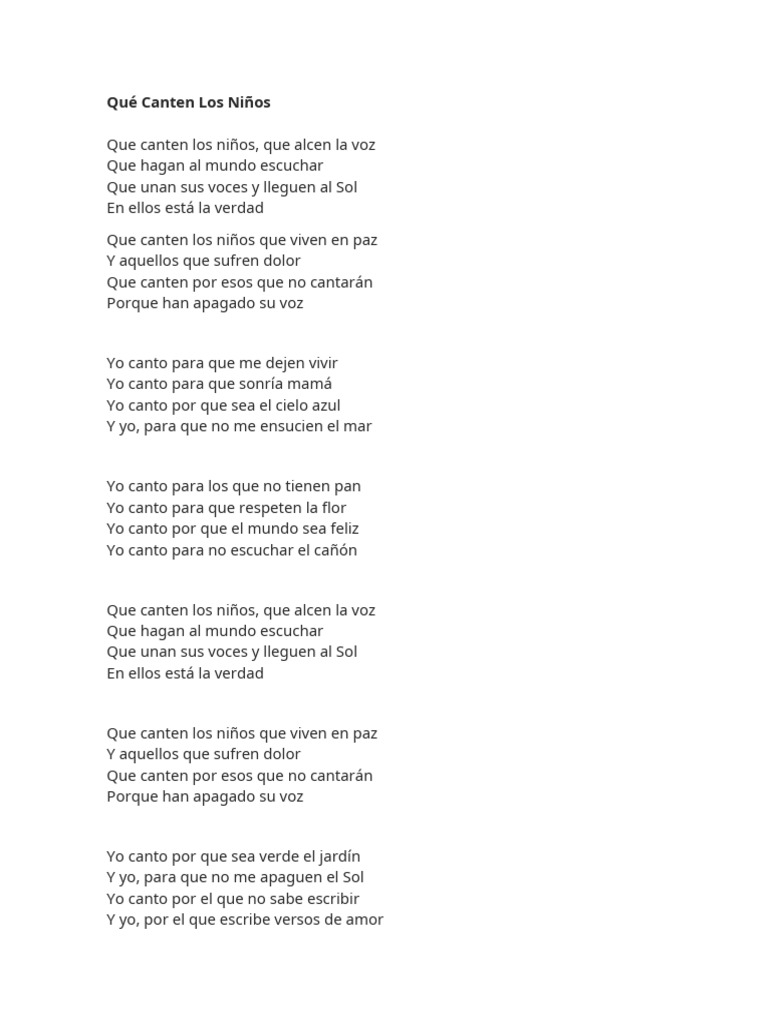 Qué Canten Los Niños | PDF