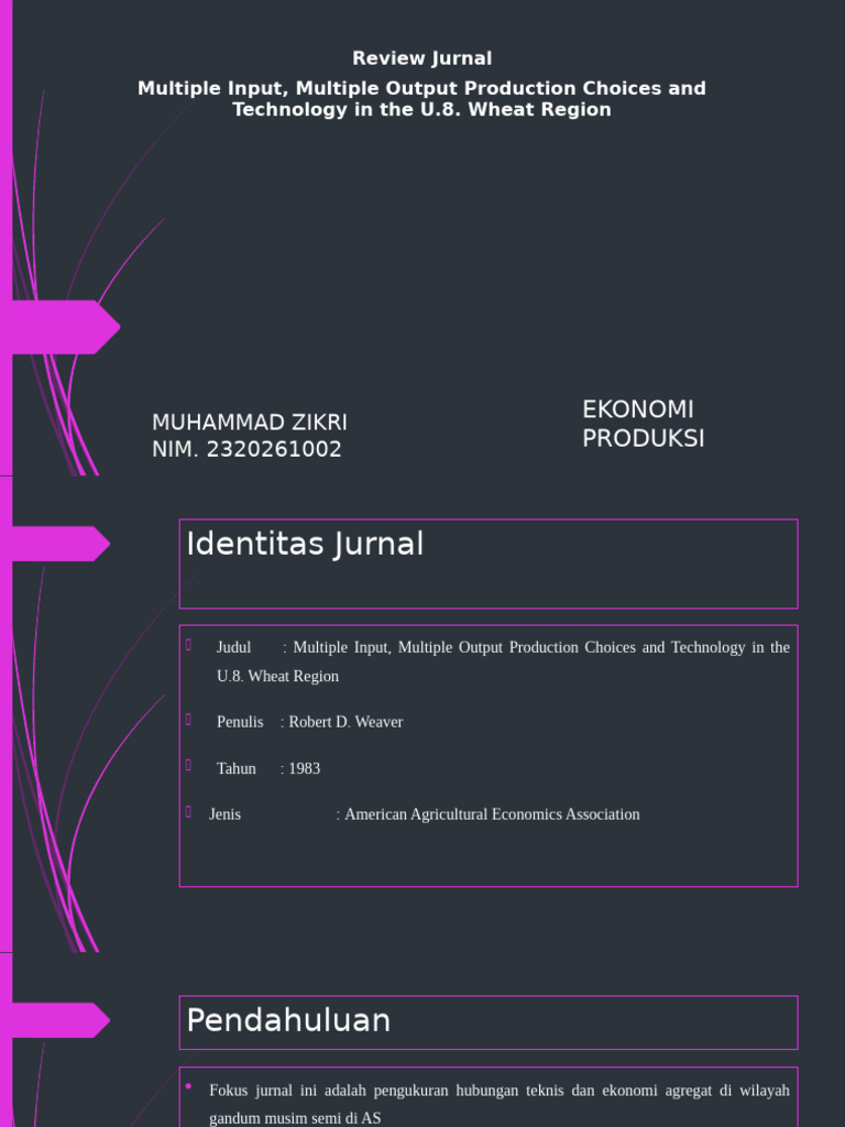 Muhammad Zikri - 2320261002 - Ekonomi Produksi - UAS REVIEW JURNAL | PDF