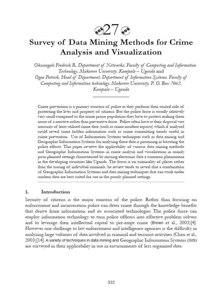 Survey of Data Mining Methods For Crime Analysis and Visualization | PDF