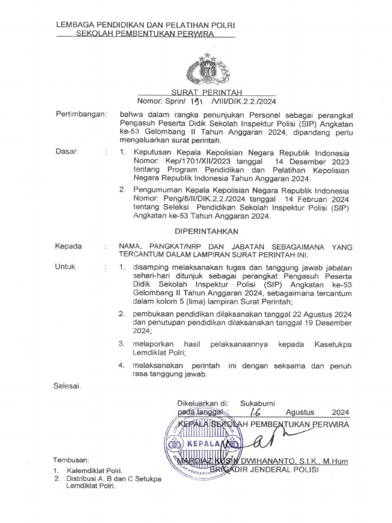 Sprin Perangkat Pengasuh Sip 53 Gel Ii 2024 | PDF