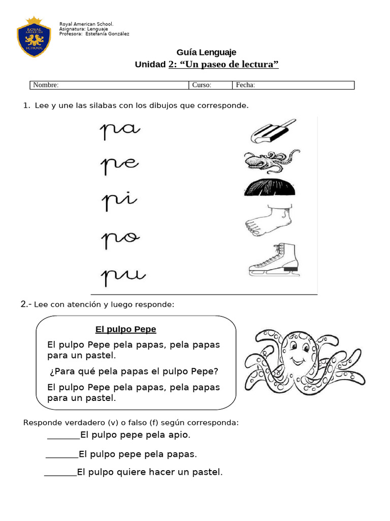 1°guia Lenguaje U2 - Remplazo | PDF