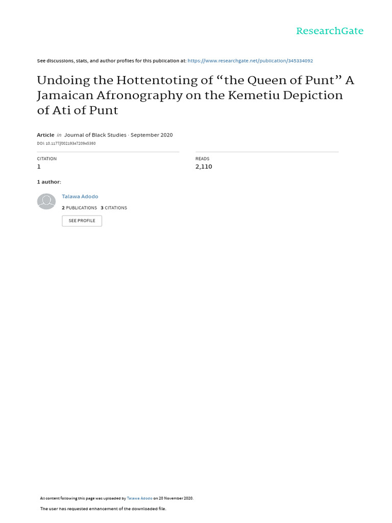Undoing The Hottentot Ing of The Queen of Punt | PDF