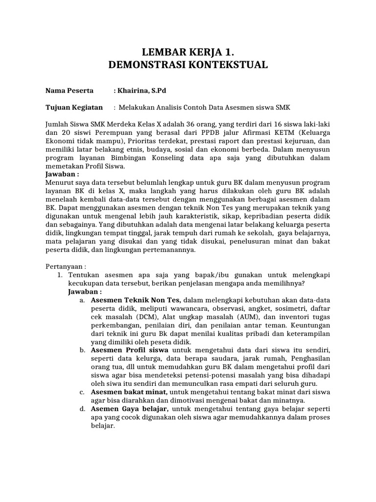 Salinan Dari LK 1. DK-Asesmen Layanan BK | PDF