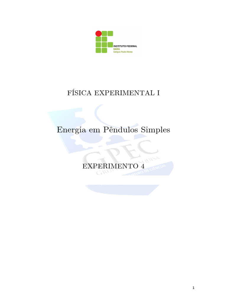 E4 Experimento Energia Pendulo Simples | PDF