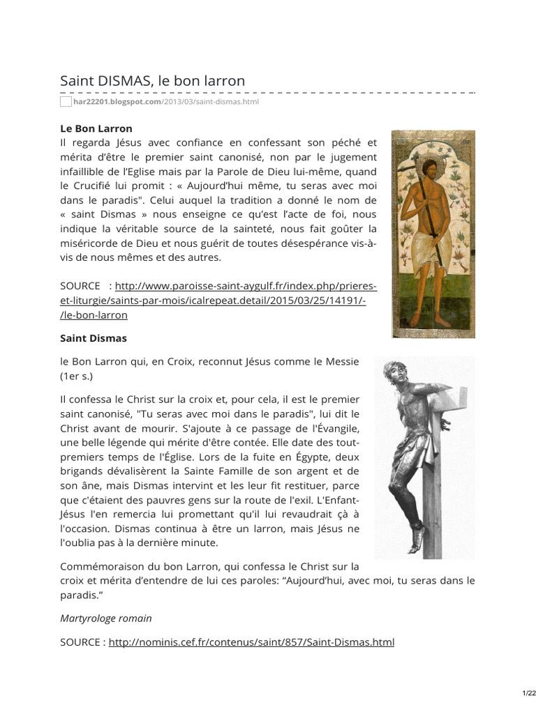 Saint DISMAS Le Bon Larron | PDF