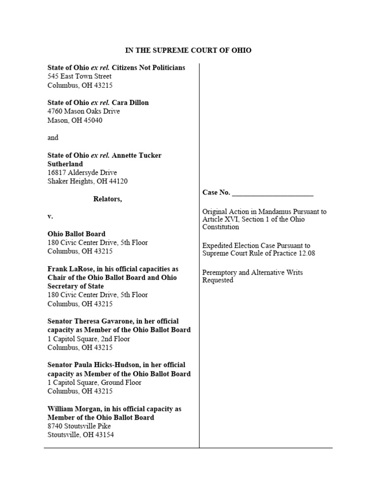 Challenge To Issue 1 Ballot Language | PDF | Constitutional Amendment ...