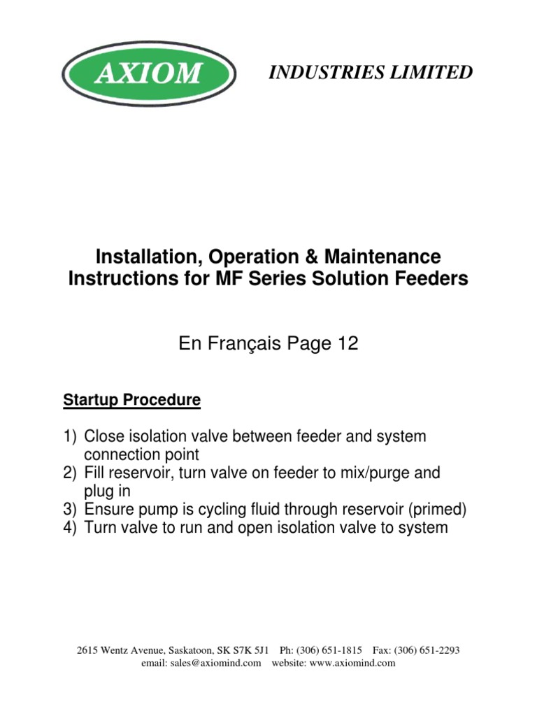 Glycol Fill System (Axiom) | PDF | Leak | Pump