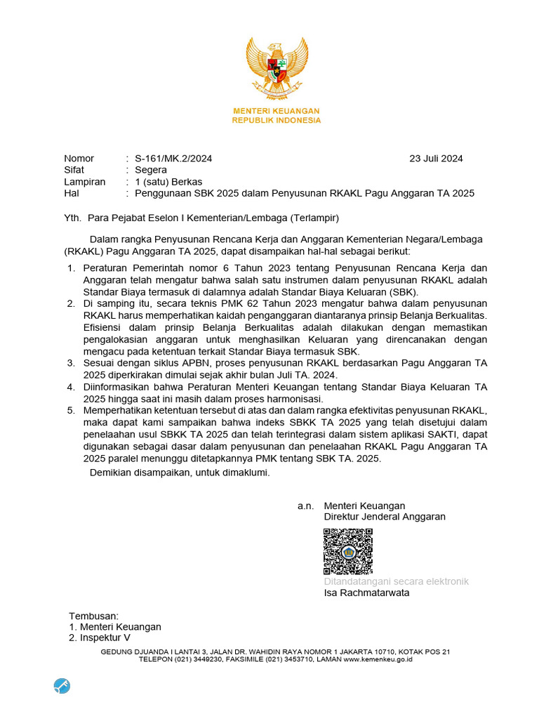 Penggunaan SBK 2025 Dalam Penyusunan RKAKL Pagu Anggaran TA 2025pdf | PDF Penggunaan SBK 2025 Dalam Penyusunan RKAKL Pagu Anggaran TA 2025pdf | PDF